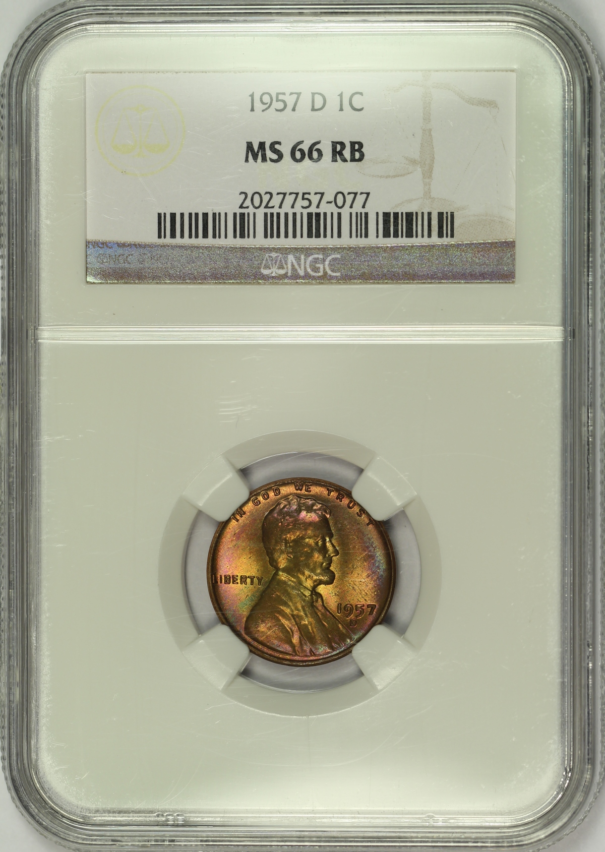 Michael Kittle Rare Coins - 1957-D Lincoln Cent NGC MS66RB