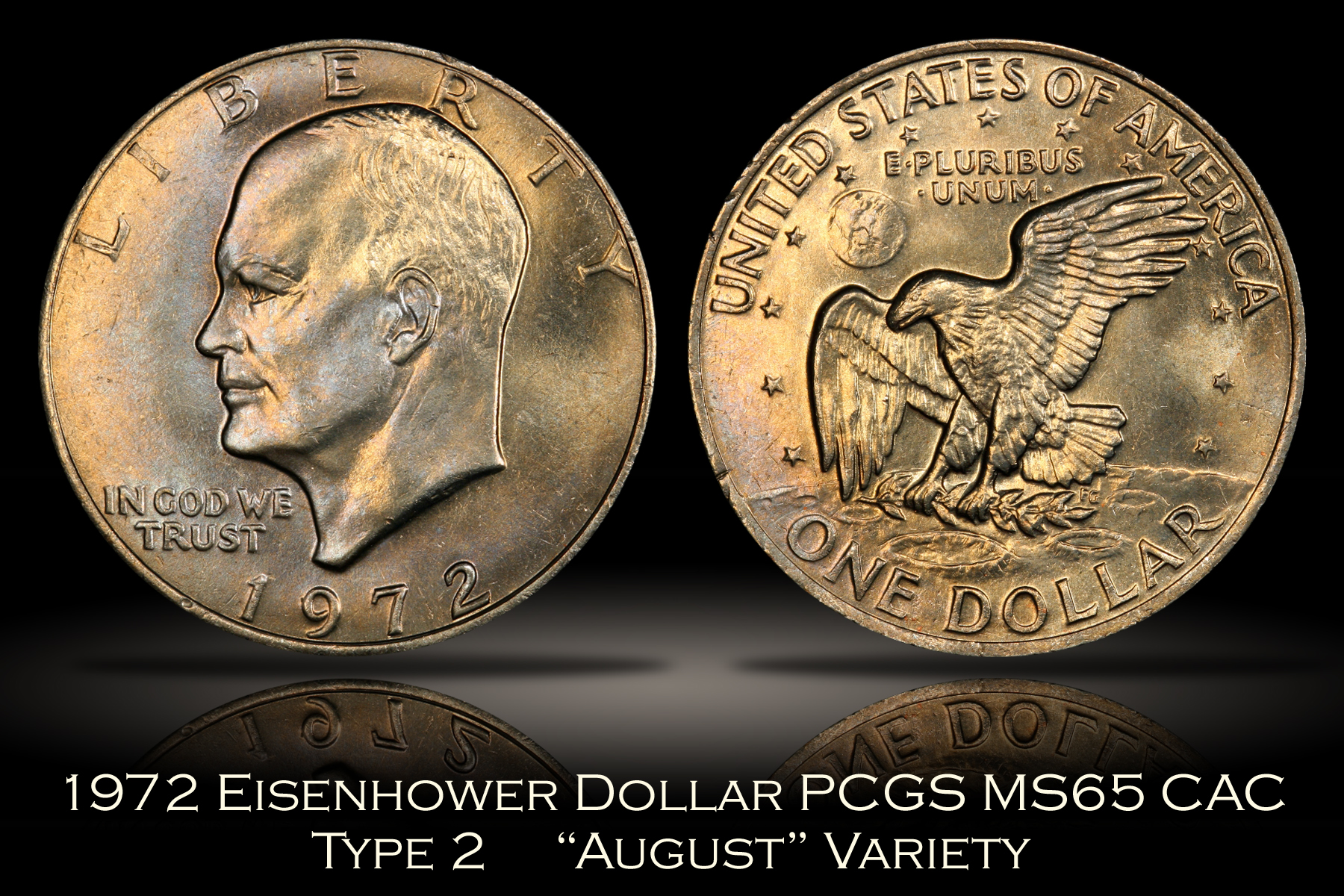 Michael Kittle Rare Coins 1972 Type 2 Eisenhower Dollar PCGS MS65 CAC 