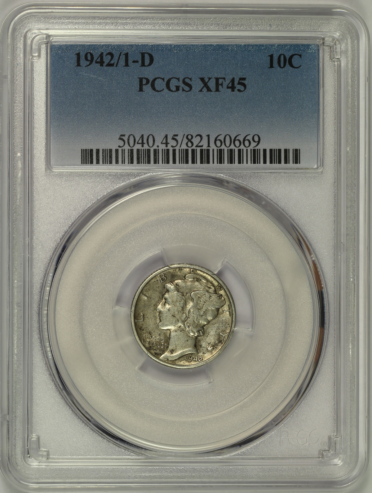 Michael Kittle Rare Coins - 1942/1-D Mercury Dime PCGS XF45