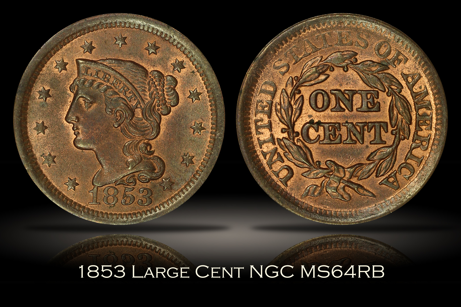 Michael Kittle Rare Coins 1853 Large Cent NGC MS64RB Michael Kittle Rare Coins 1853 Large Cent NGC MS64RB