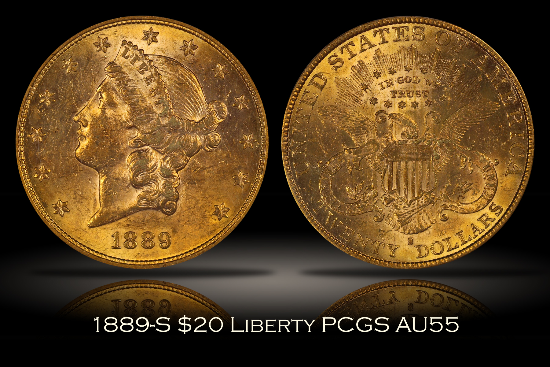 Michael Kittle Rare Coins - 1889-S $20 Liberty Gold PCGS AU55